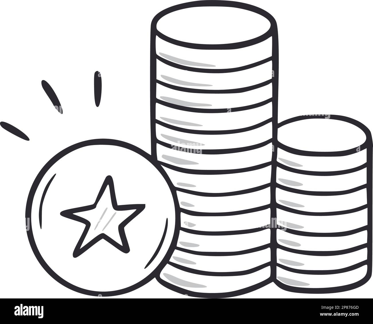 Bonus point earn doodle icon. Reward bonus point hand drawn sketch style icon. Loyalty program ...