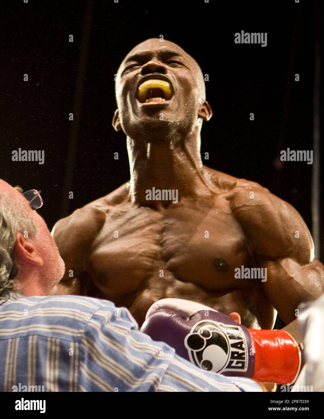 Timothy Bradley celebrates a TKO over Nate Campbell (not shown) after a ...
