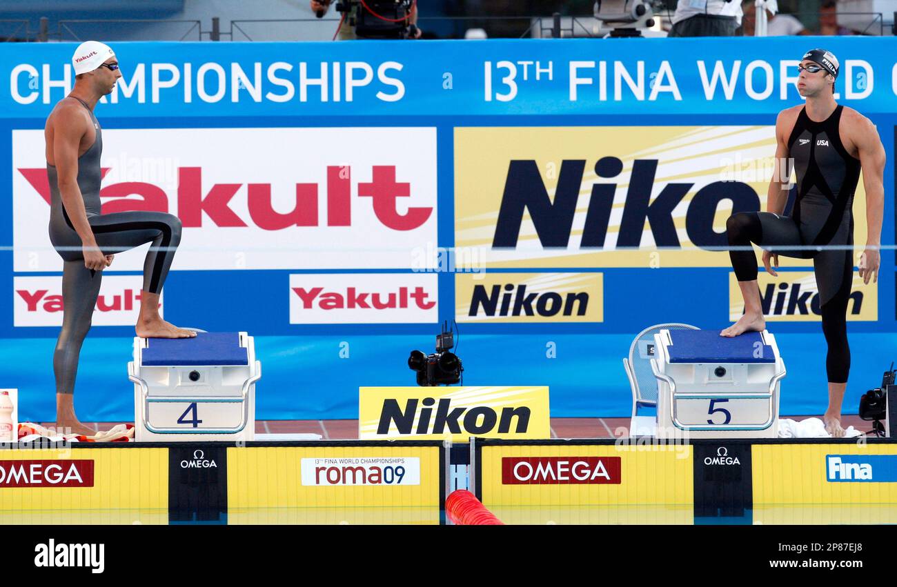 Serbia's Milorad Cavic, left, and Michael Phelps of the United States ...