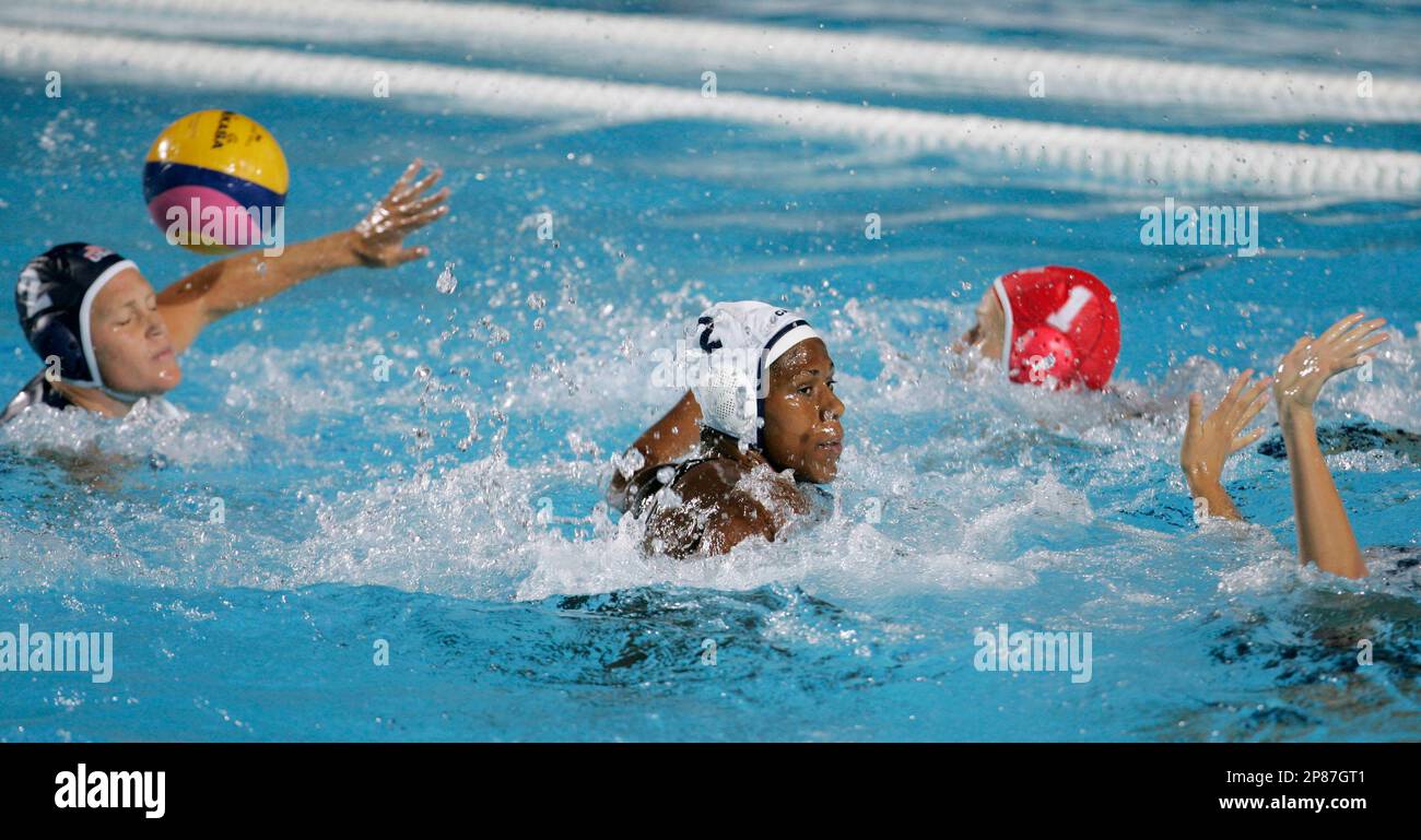 From left, Heather Petri, of the US, Canada's Krystina Alogbo and ...