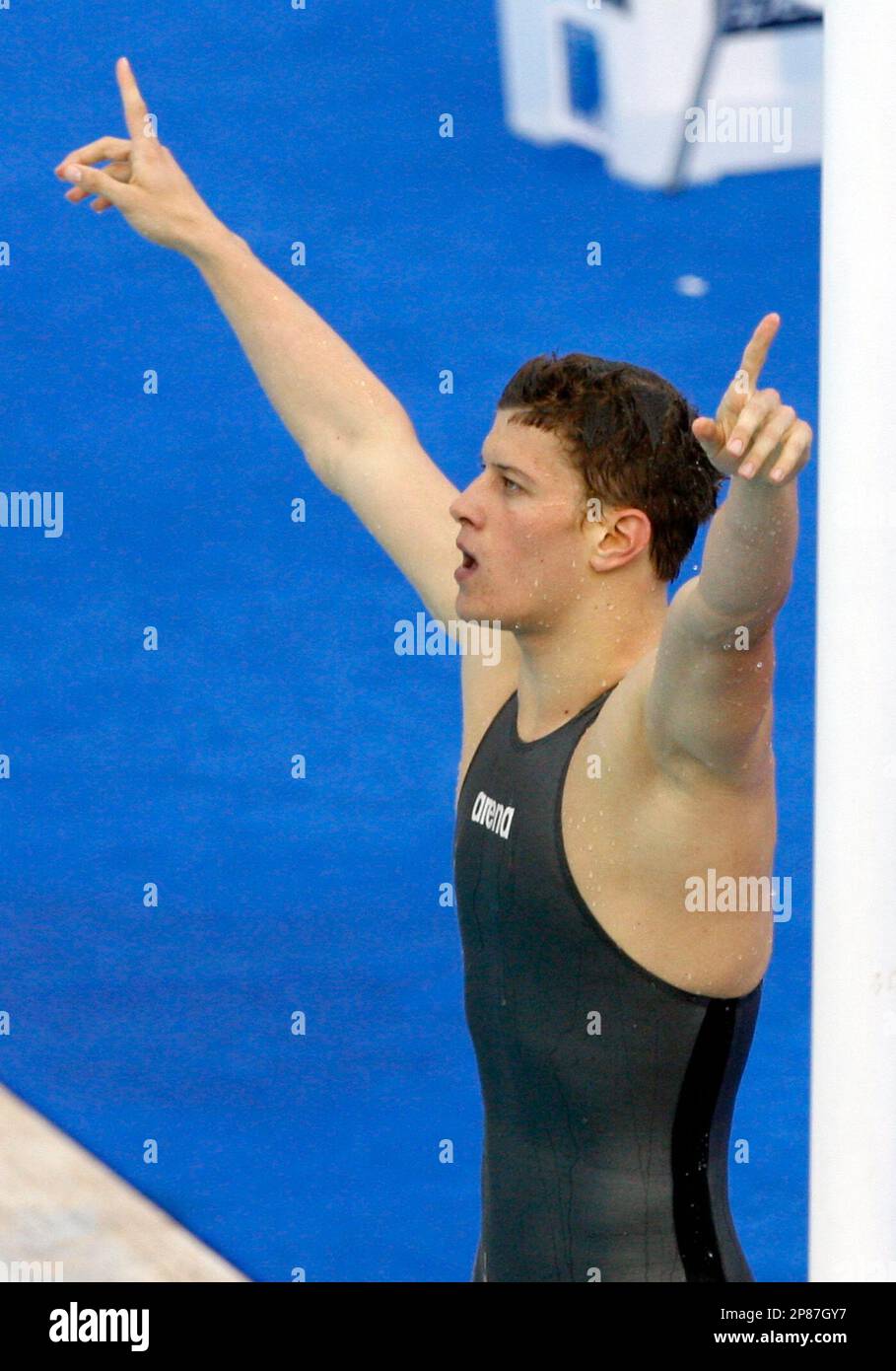 Hungary's Daniel Gyurta celebrates after winning the gold medal in the ...