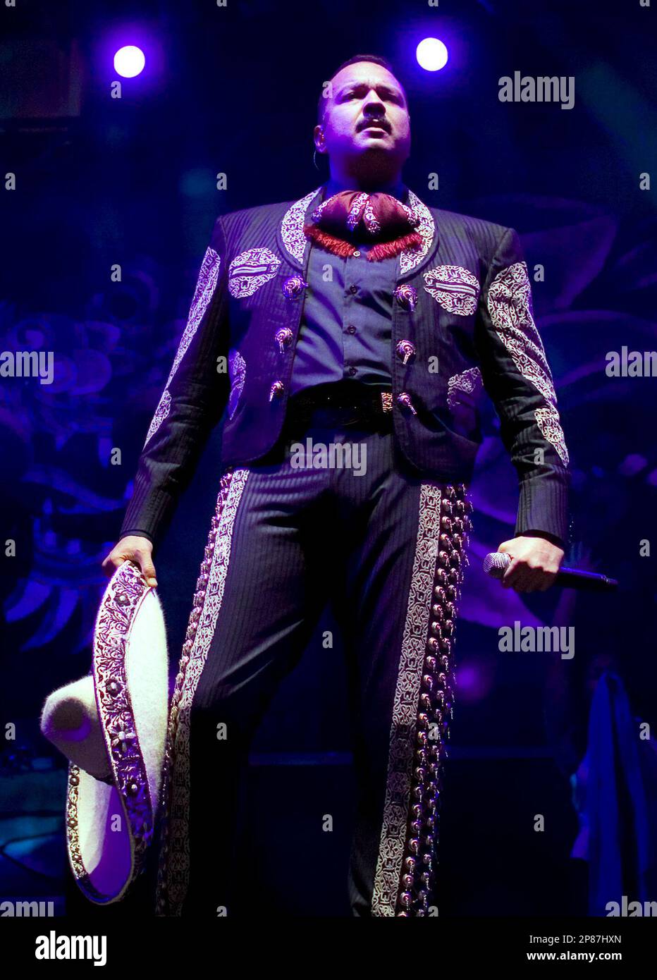 Mexican singer Pepe Aguilar performs during a concert in Tijuana ...
