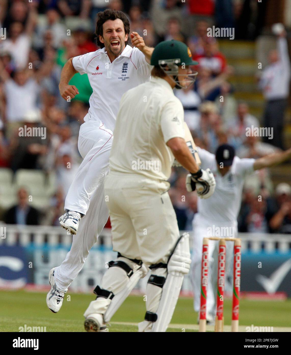 England's Graham Onions celebrates bowling Australia's Shane Watson LBW ...