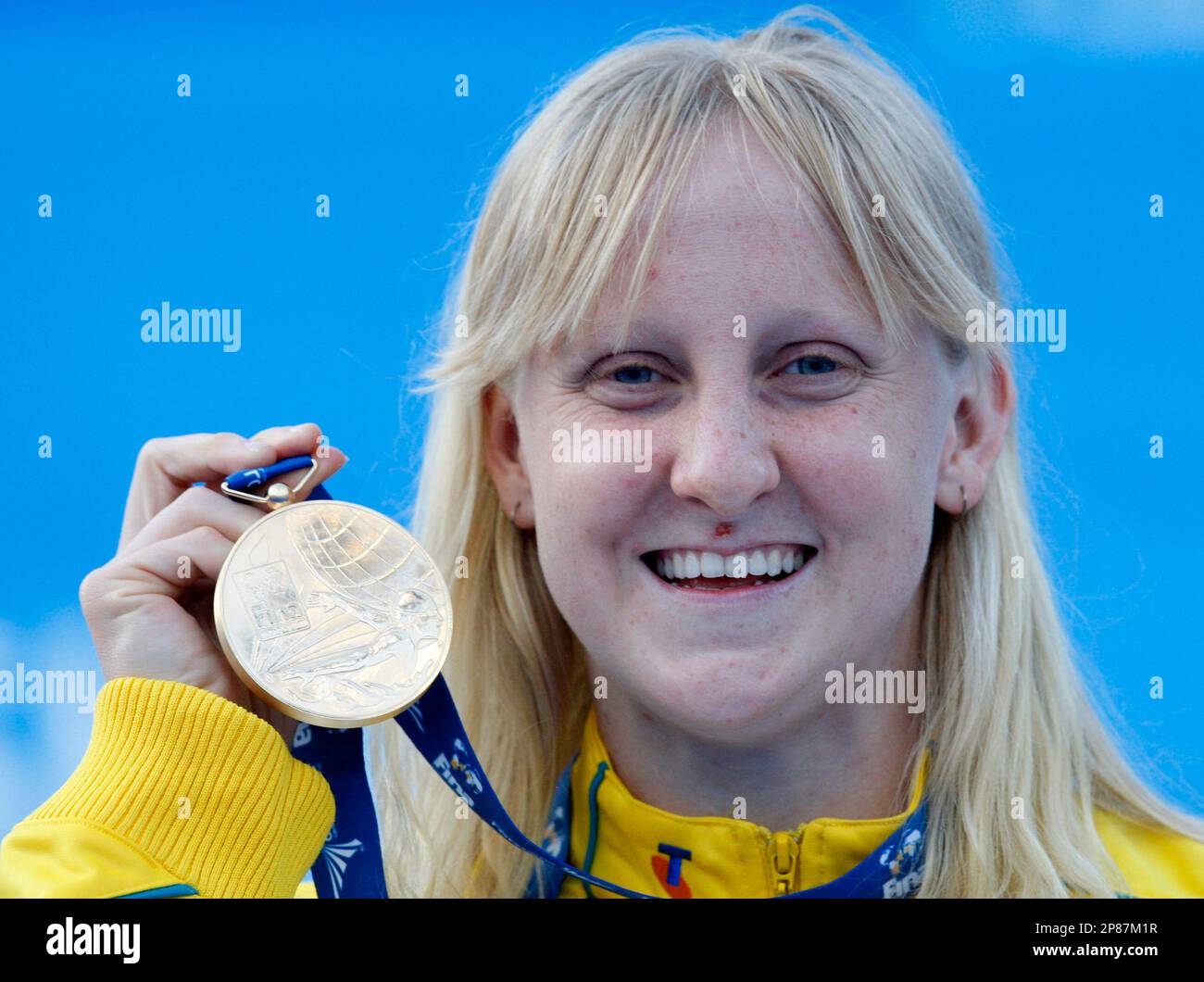 Australia's Jessicah Schipper shows the gold medal of the Women's 200m ...