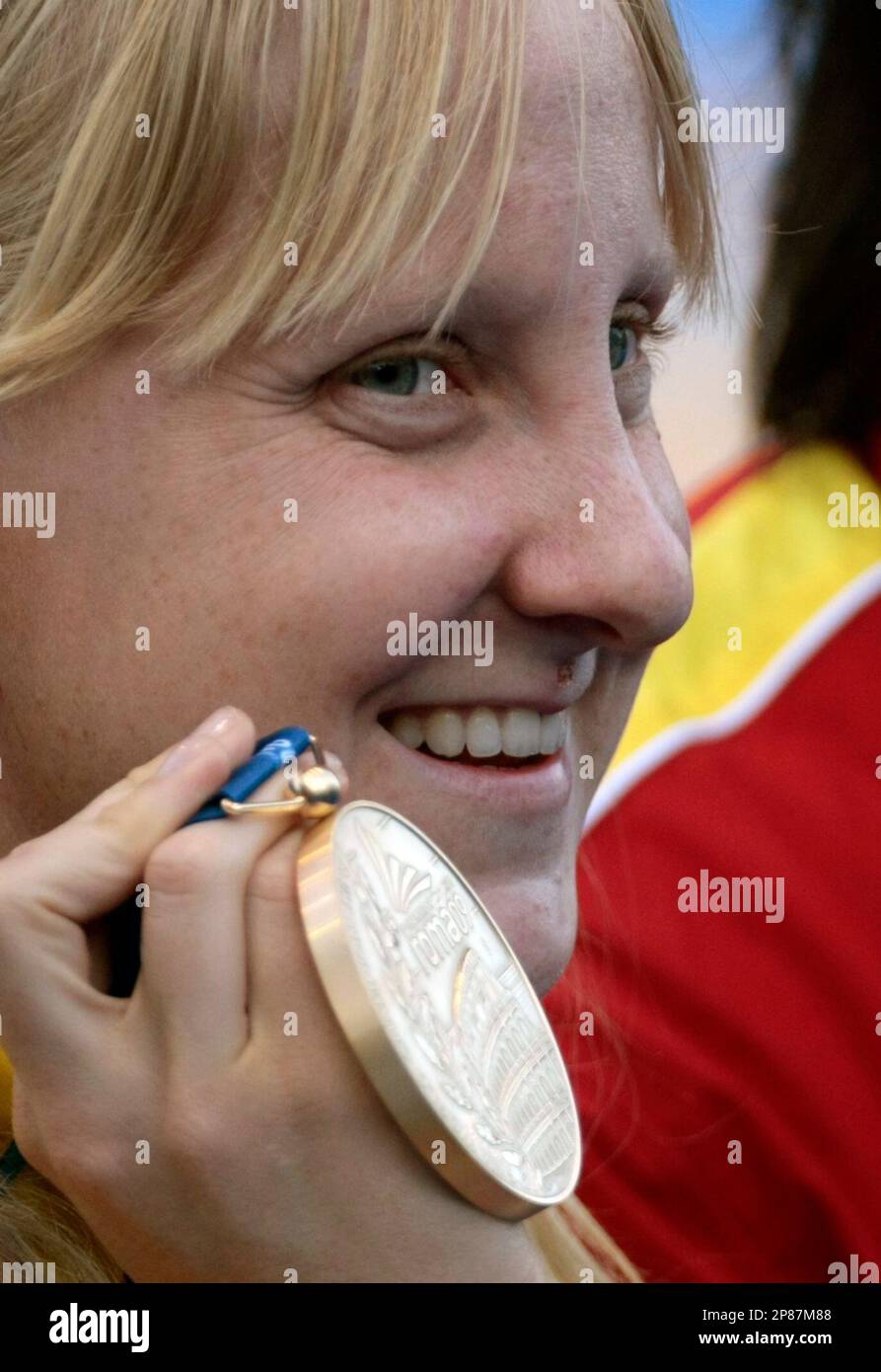 Australia's Jessicah Schipper shows the gold medal of the Women's 200m ...