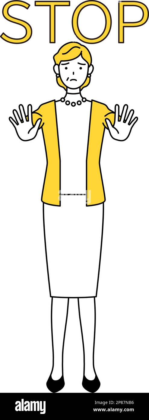 Retired seniors, middle-aged woman, with her hand out in front of her ...