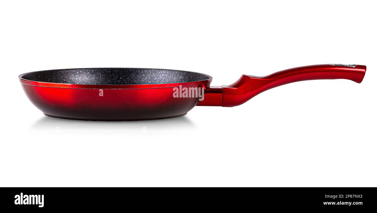 The Red Frying pan isolated on white background with clipping path ...