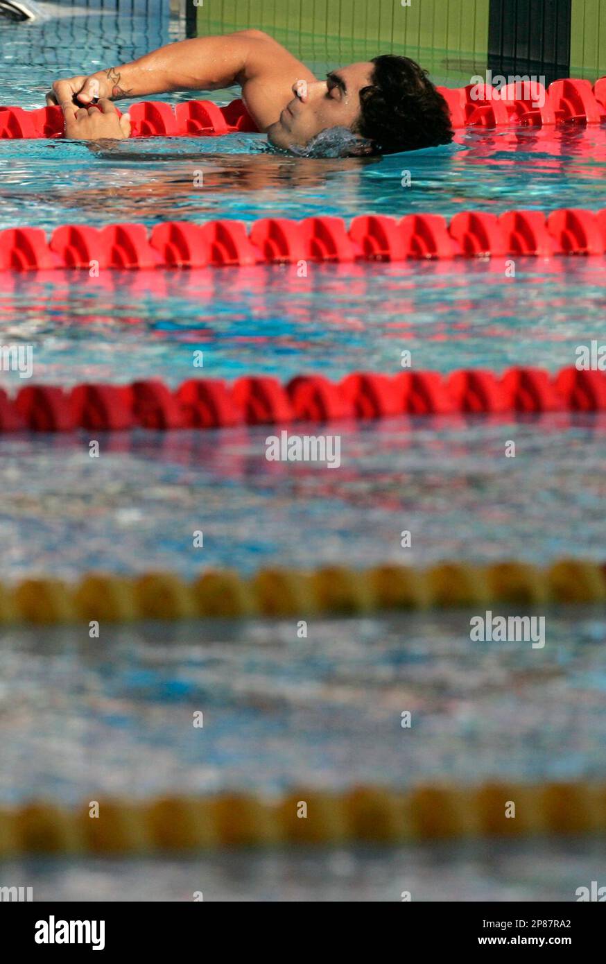 Italy's Filippo Magnini reacts following a Men's 100m Freestyle ...