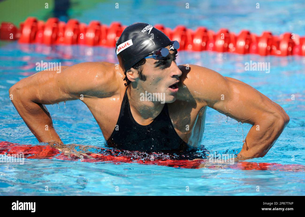 Italy's Filippo Magnini reacts after completing a Men's 100m Freestyle ...