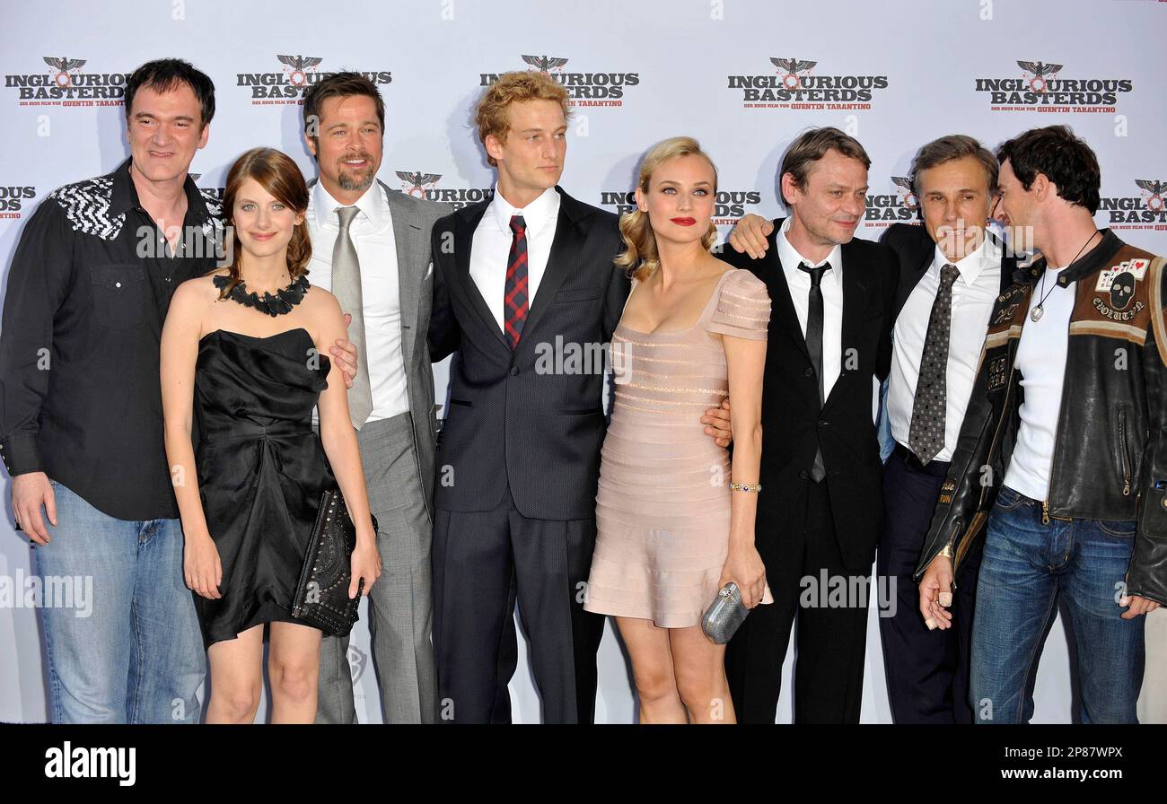 From left, director Quentin Tarantino, actress Melanie Laurent, actor Brad Pitt, actor Alexander ...