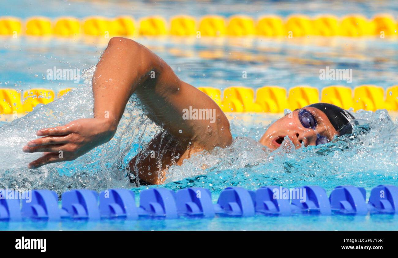 China's Zhang Lin competes in a Men's 800m Freestyle heat, at the FINA ...