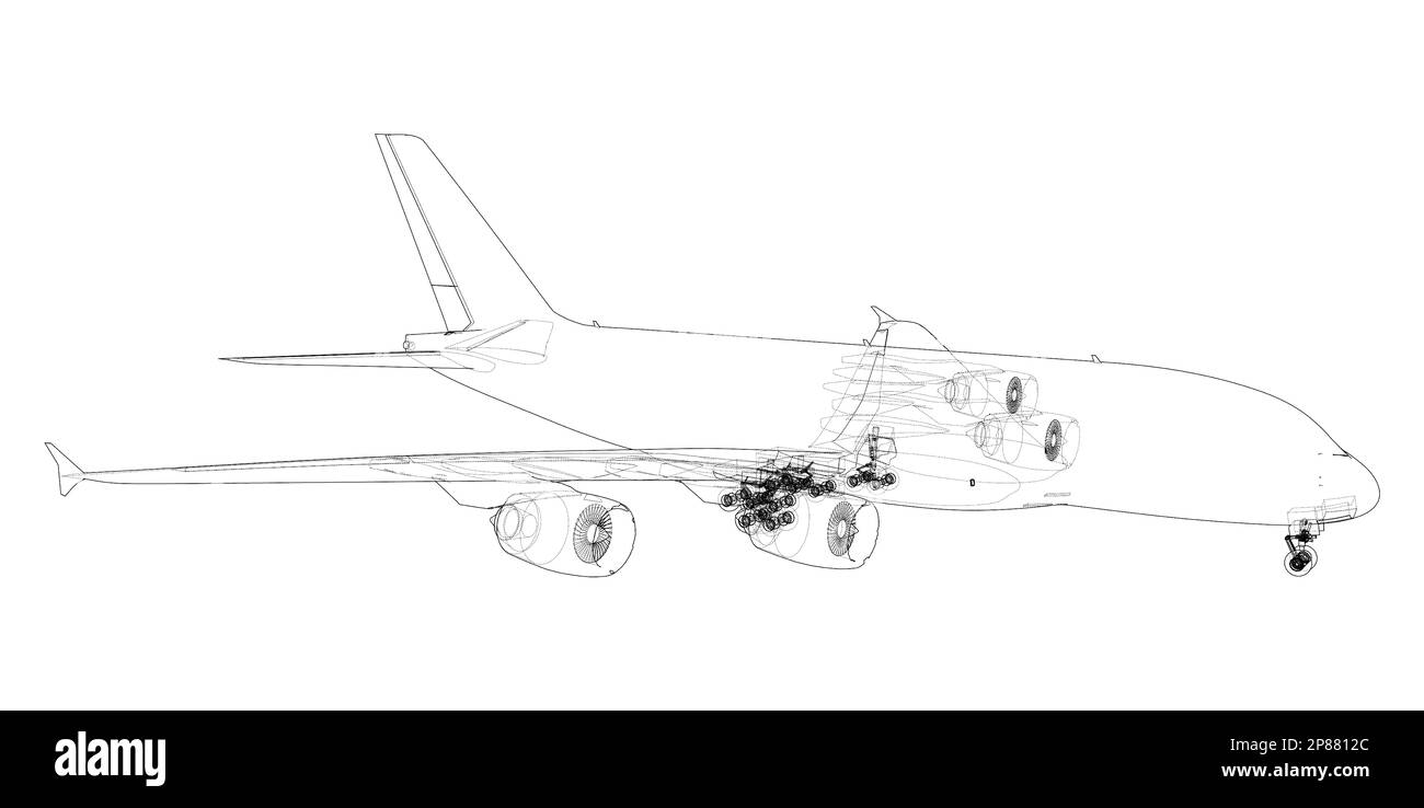 Passenger Airplane. 3d illustration Stock Photo - Alamy