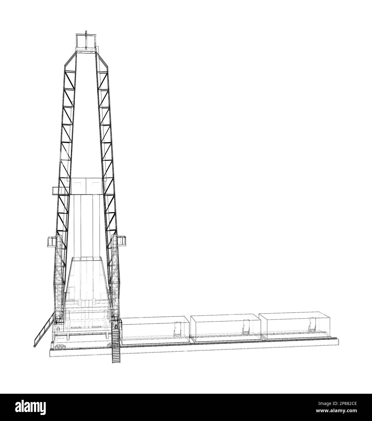 Oil rig. Wire-frame style Stock Photo - Alamy