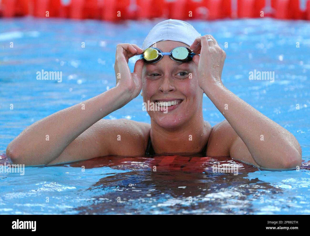 Italy's Federica Pellegrini reacts after winning the gold medal in the ...