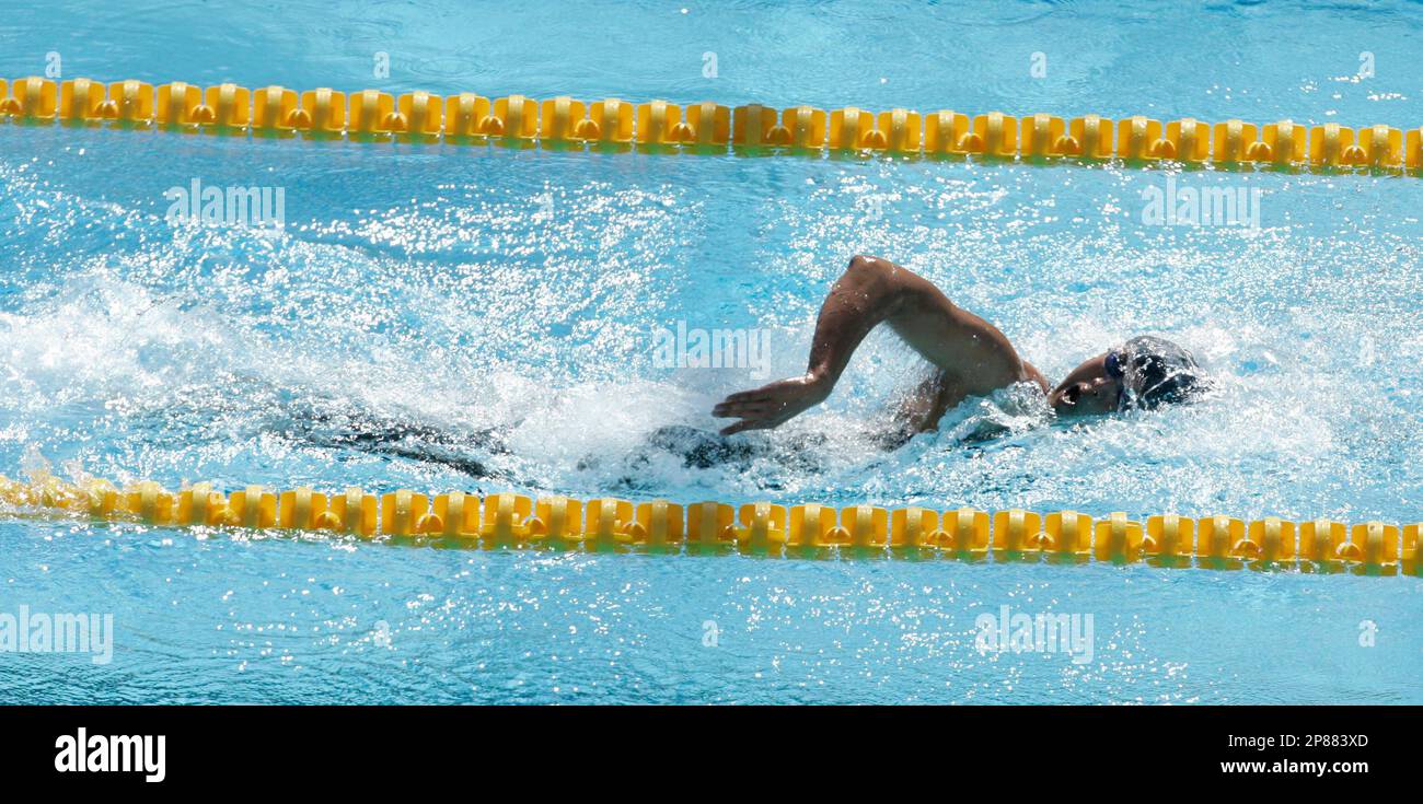 China's Zhang Lin competes in a heat of the Men's 400m freestyle, at ...