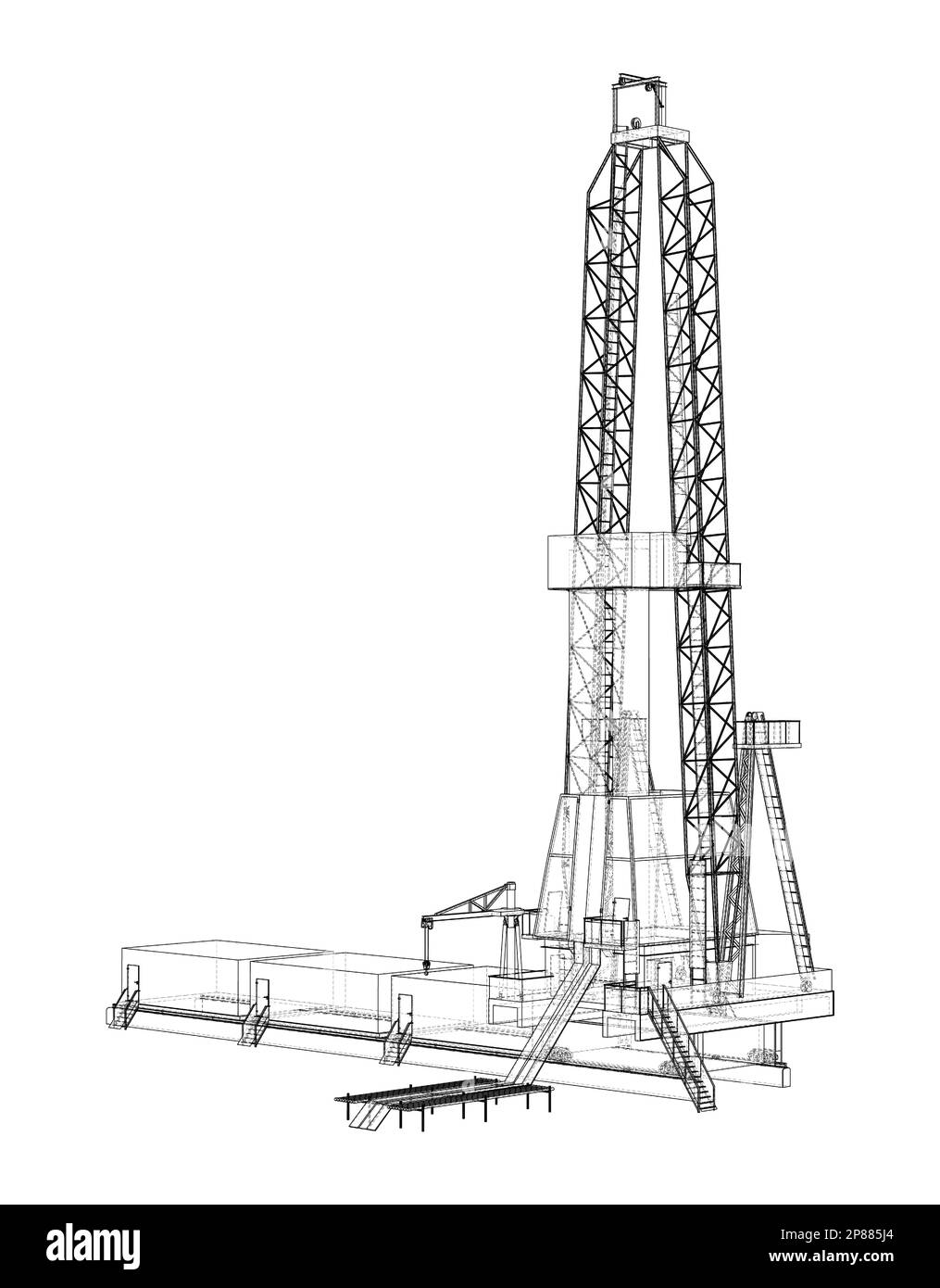 Oil rig. Wire-frame style Stock Photo - Alamy