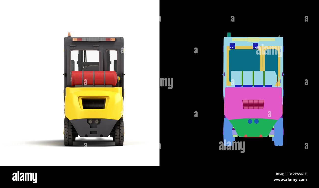 forklift loader back side view industrial vehicle concept 3d render on ...
