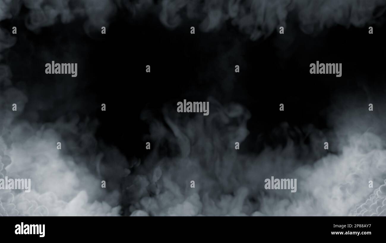 Bottom frame for content of thick grey smoke or clouds, isolated ...