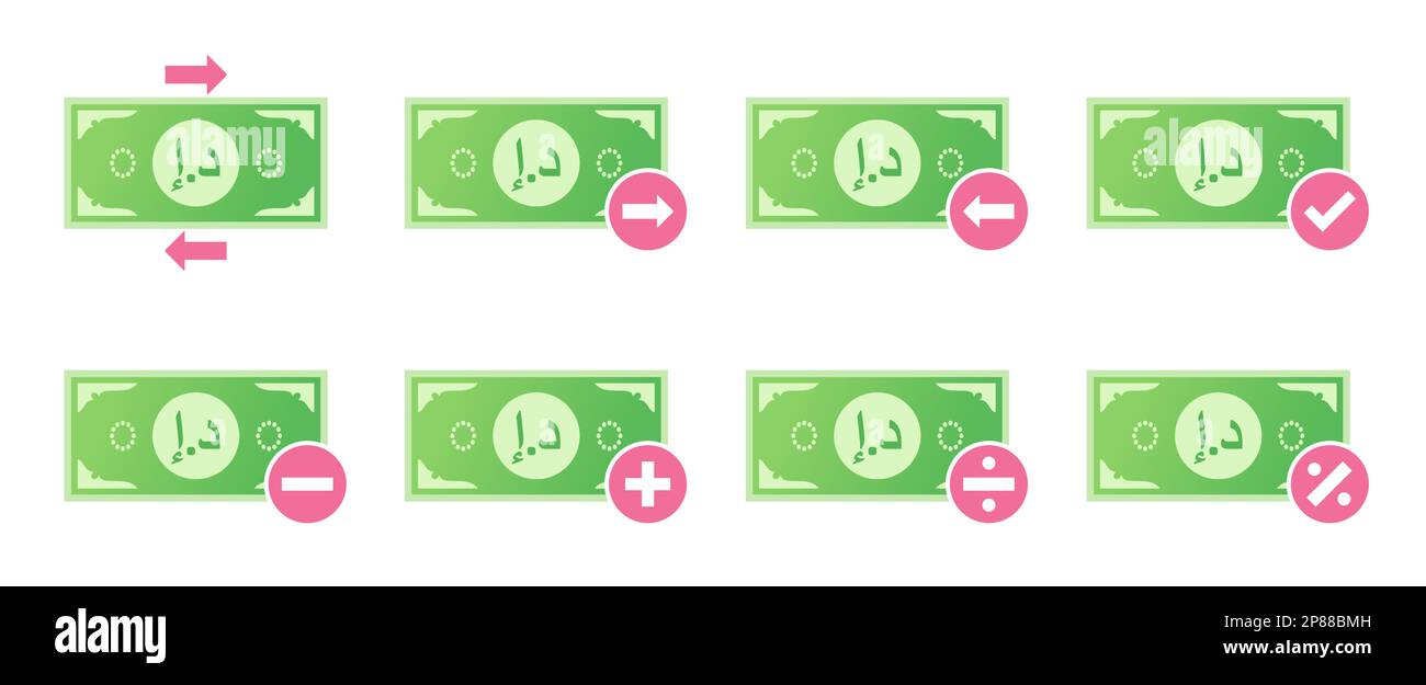 United Arab Emirates Dirham Money Transaction Icon Set Stock Vector ...