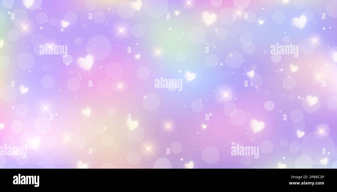 Pastel hearts background. Rainbow unicorn wallpaper for Valentine day ...