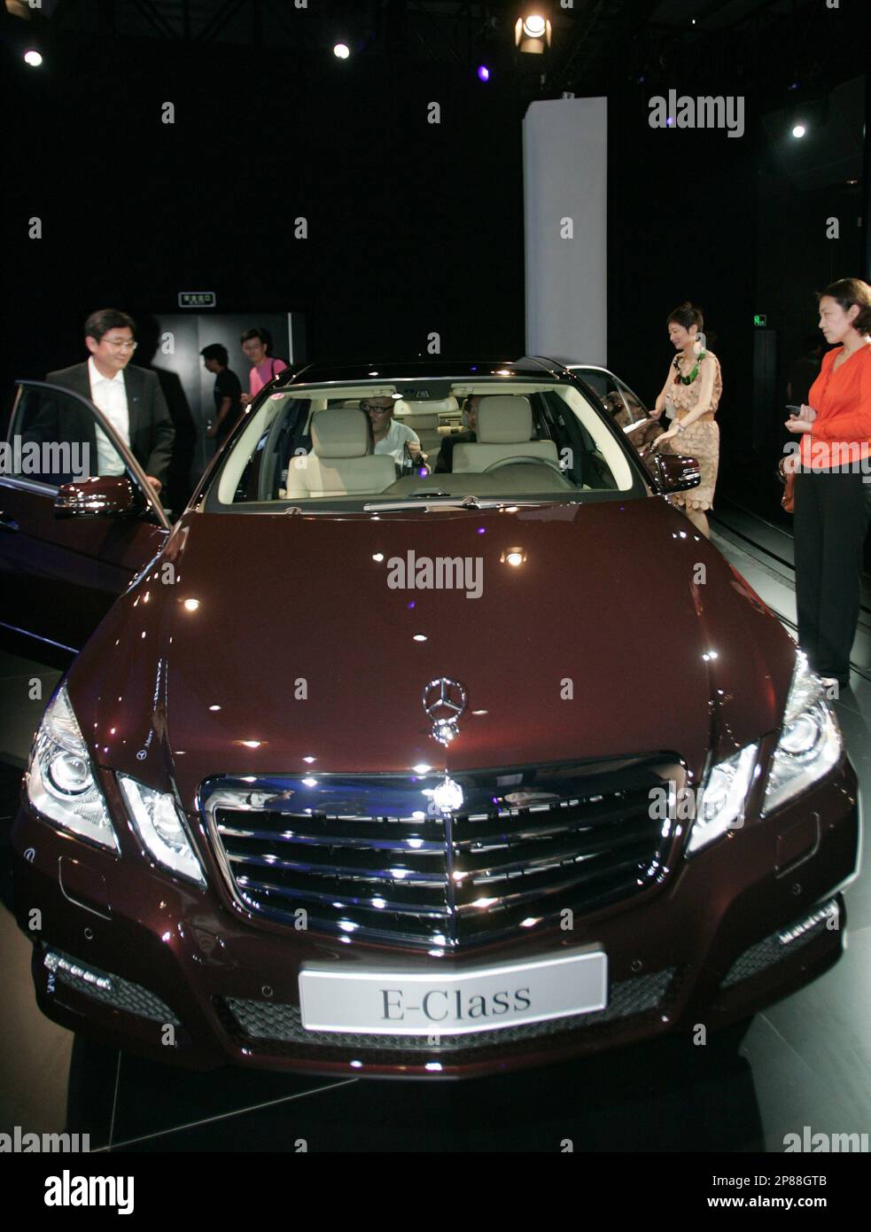 Visitors view Mercedes Benz's new E-Class model after official launched ...