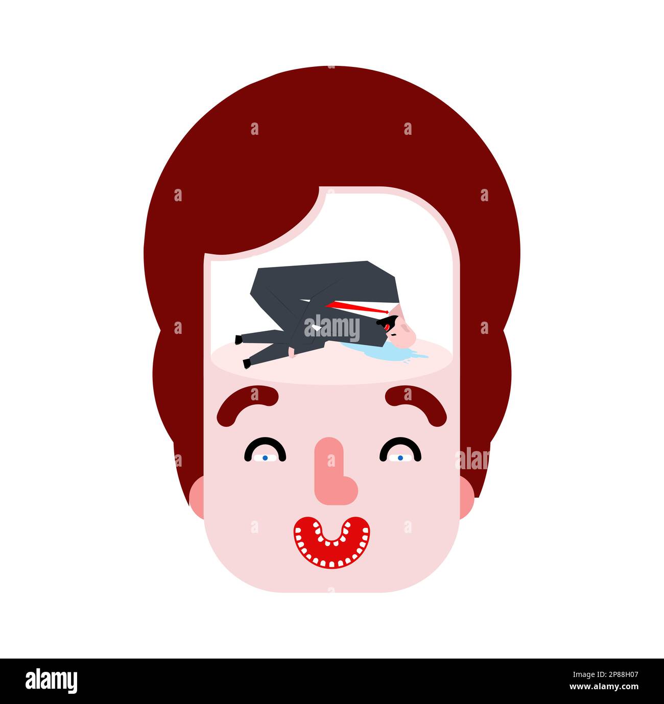 Inner grief. Joy and longing inside. Sad man in the head with a ...