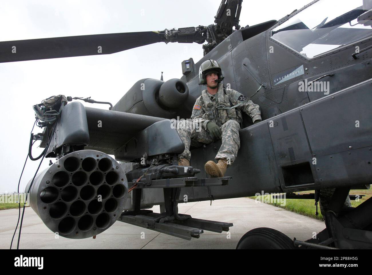 U.S. soldier Adam Elkins, chief warrant officer of 4th Aviation Attack ...