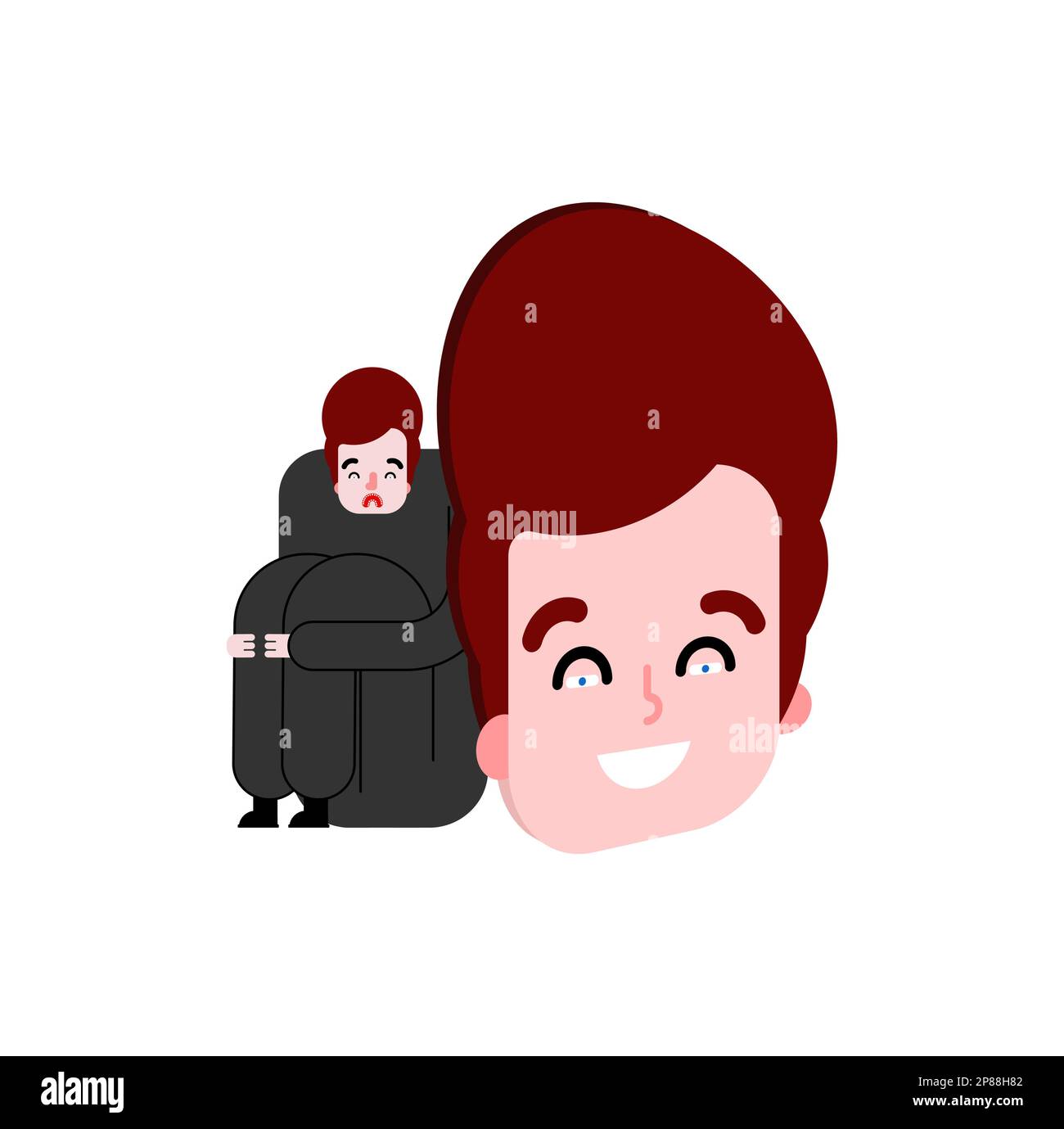 Mask of joy and inside longing and suffering. concept of inner grief ...