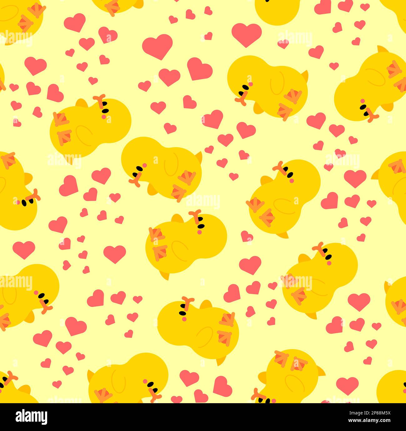 Cute love ducklings pattern seamless. darling couple of little birds ...