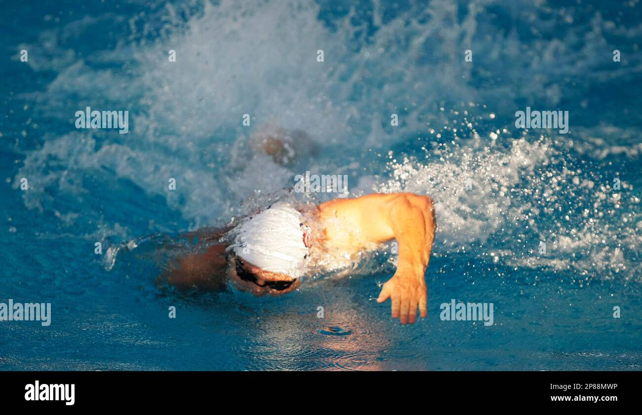 Triple Olympic gold medalist swimmer Jason Lezak compete in 100m men's ...
