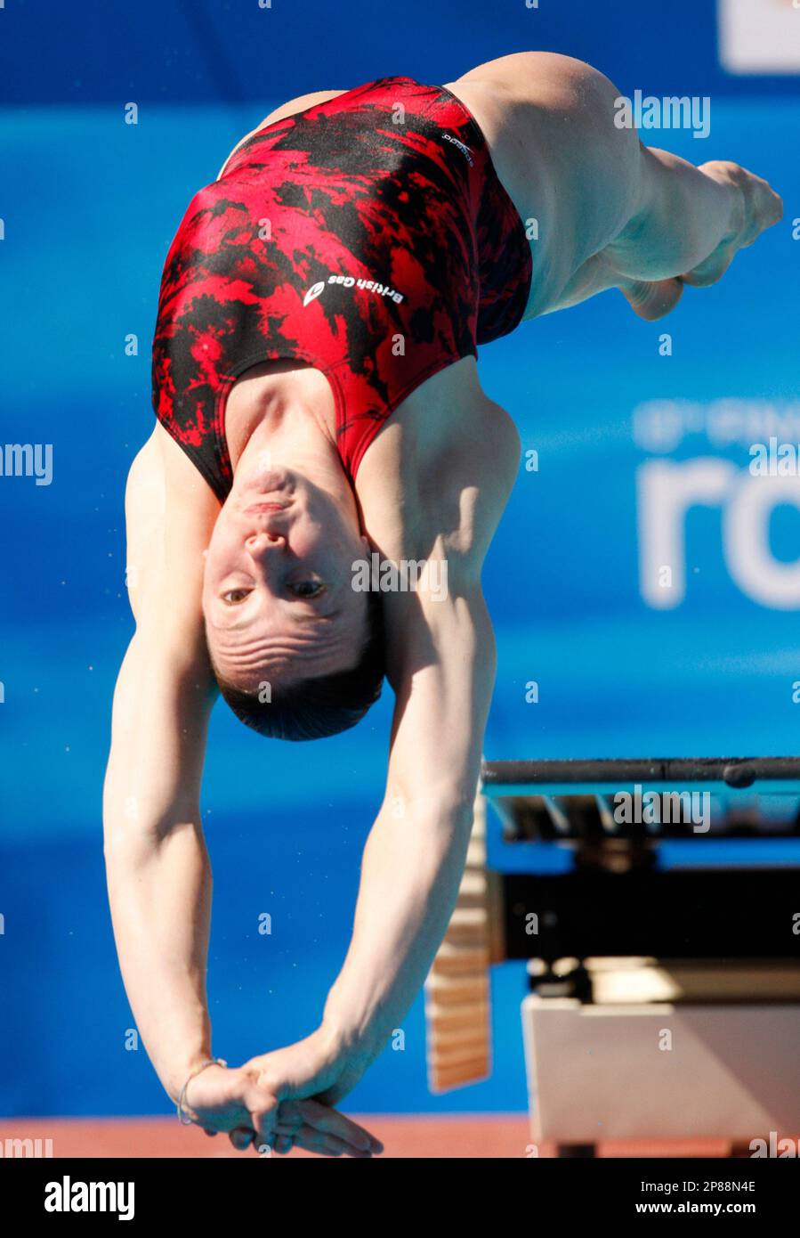 Britain's Rebecca Gallantree performs during the women's 1-meter ...