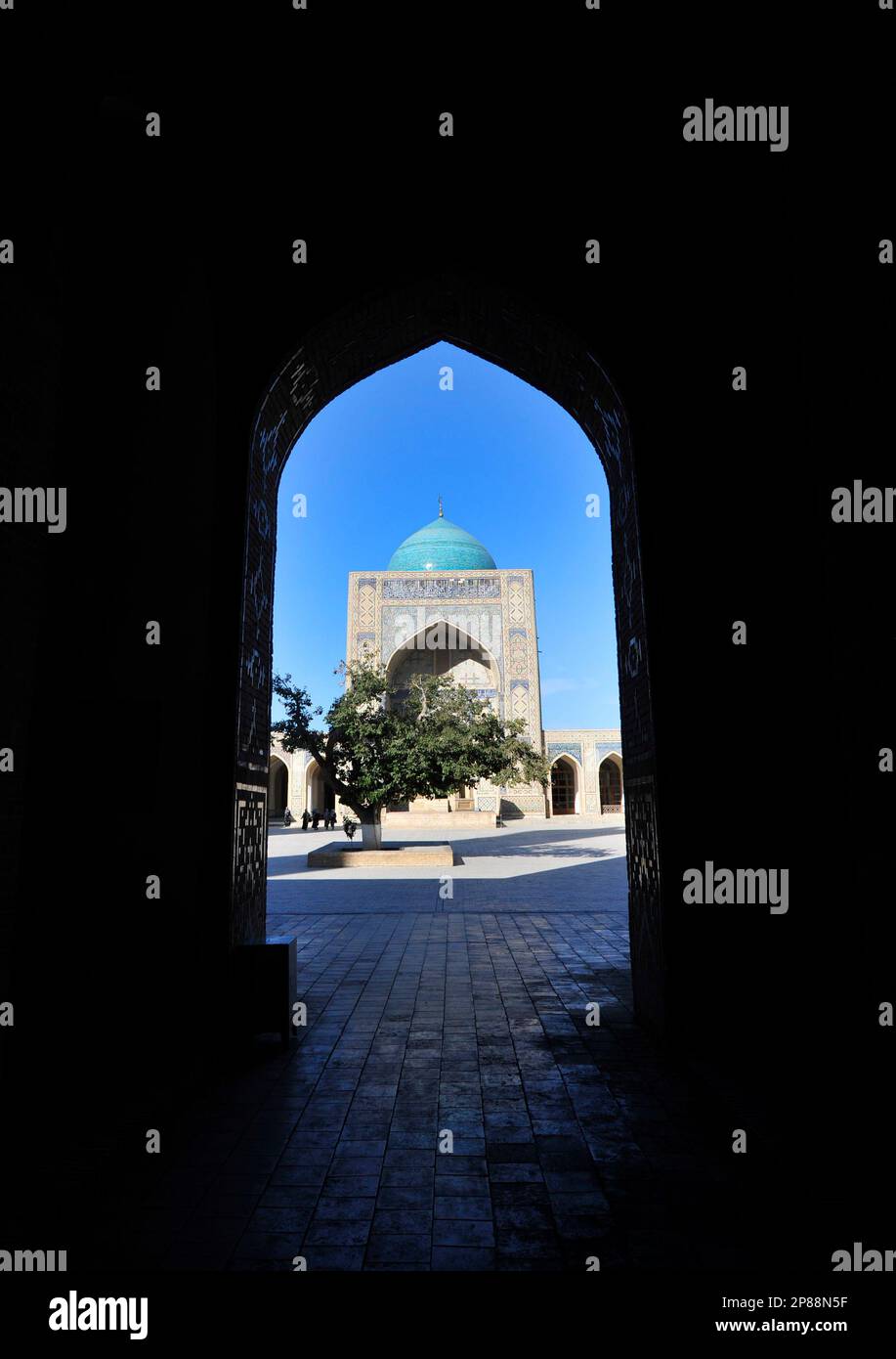 Kalan Mosque and courtyard in the old city of Bukhara, Uzbekistan Stock ...