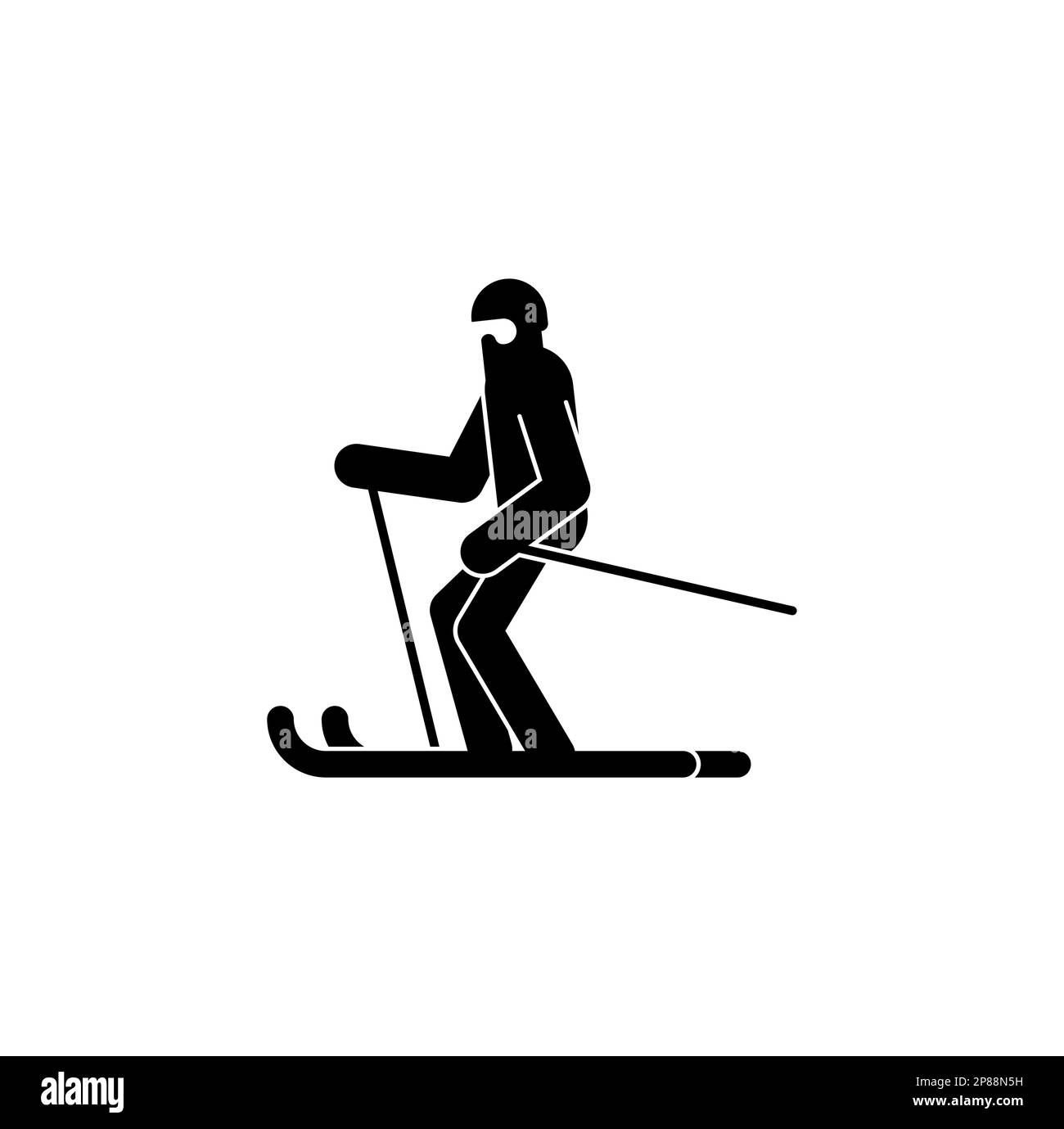 Skiing man silhouette illustration vector Black and White Stock Photos ...