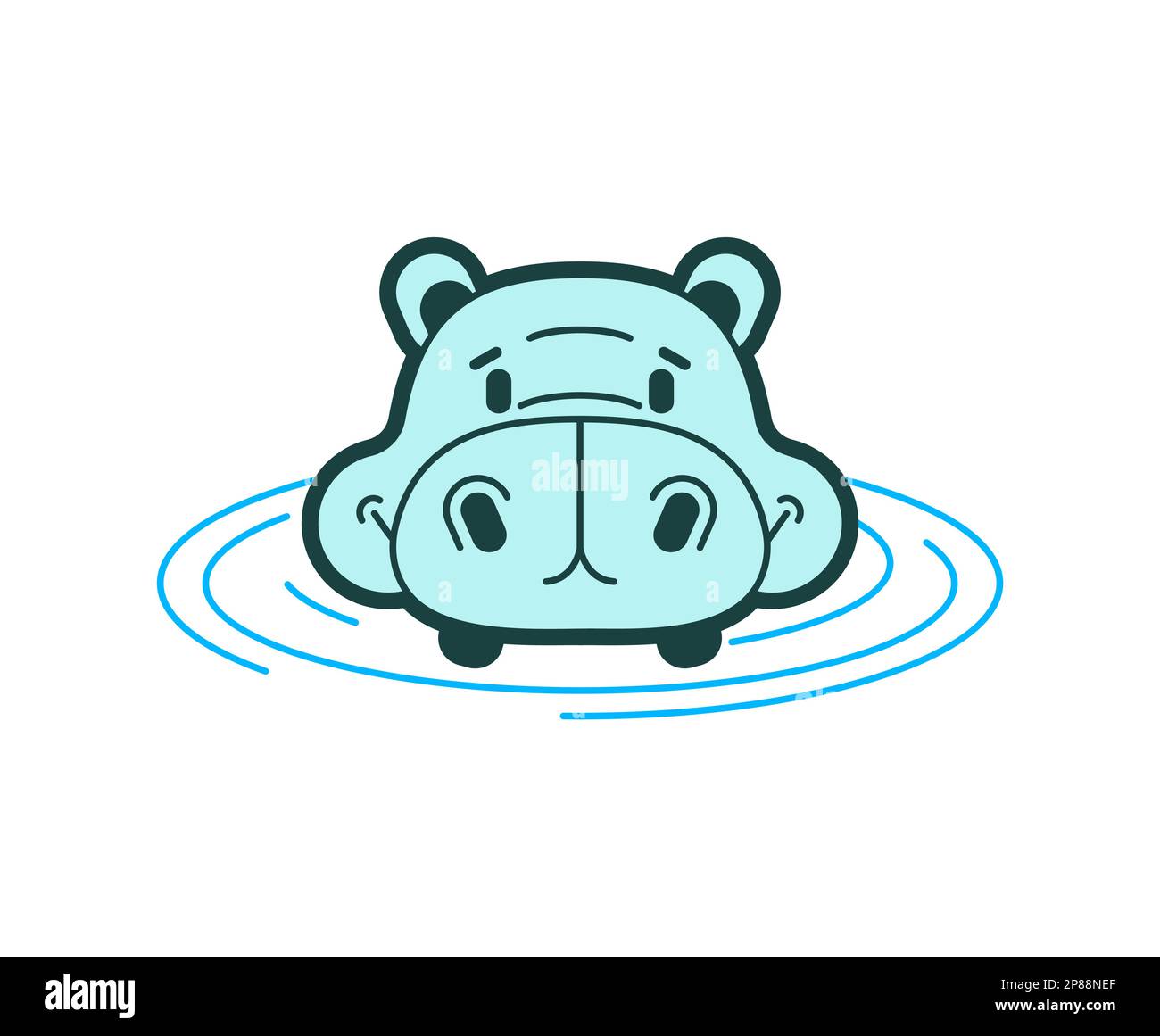Hippo in water head isolated. Vector illustration Stock Vector Image ...