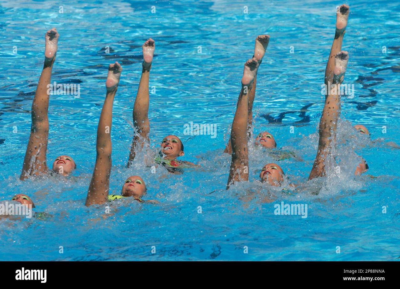 The Russian team performs to win the gold medal of the team technical ...