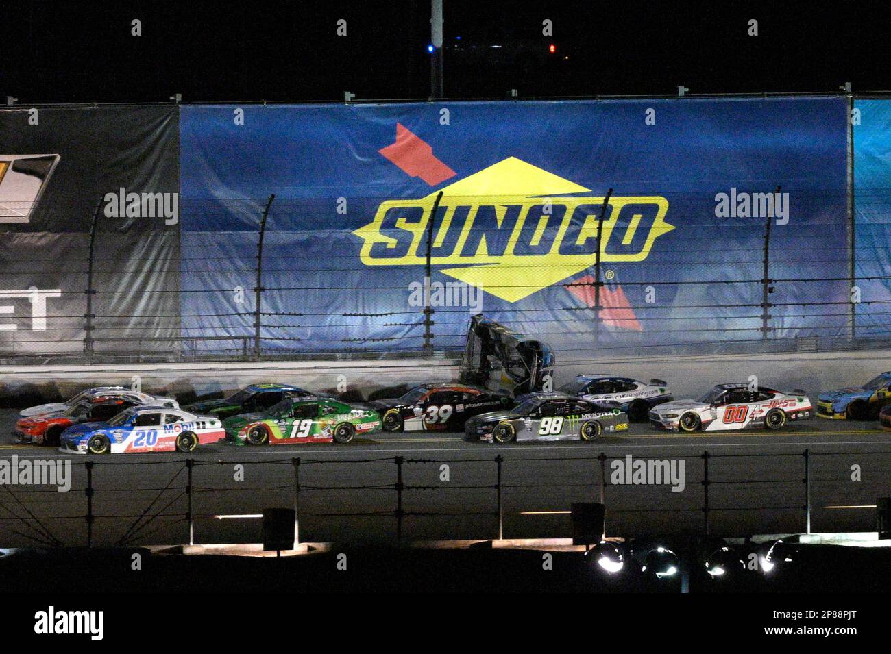 Sam Mayer (1) wrecks on the back stretch during a NASCAR Xfinity Series ...