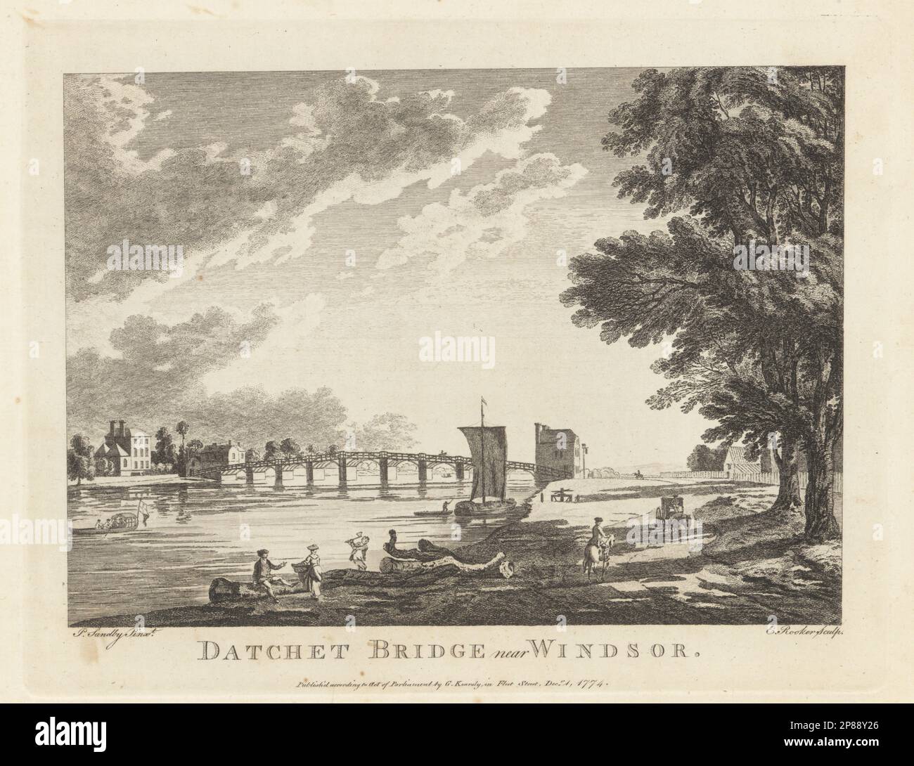 Datchet Bridge near Windsor, a wooden road bridge over the River Thames ...