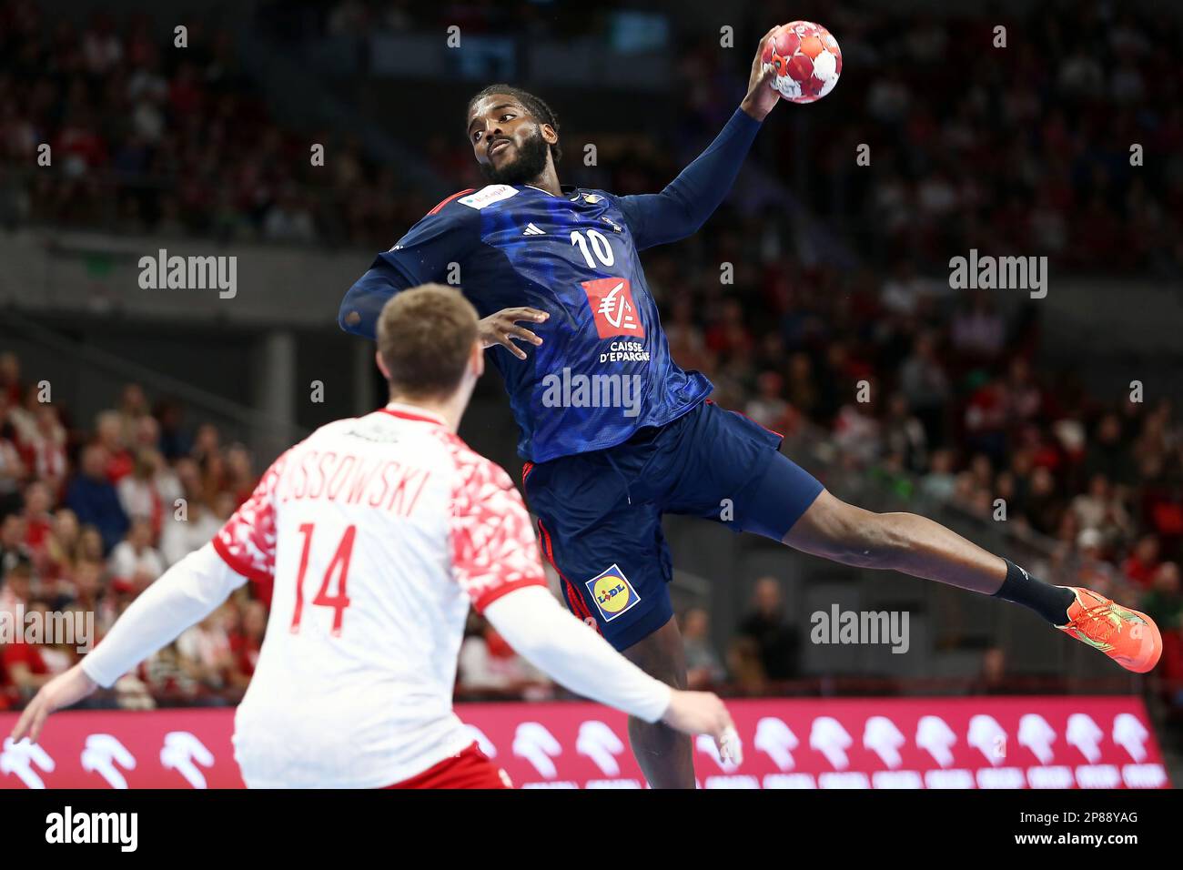 Dika Mem of France during the Men's EHF Euro 2024, Qualifiers Handball match between Poland and ...