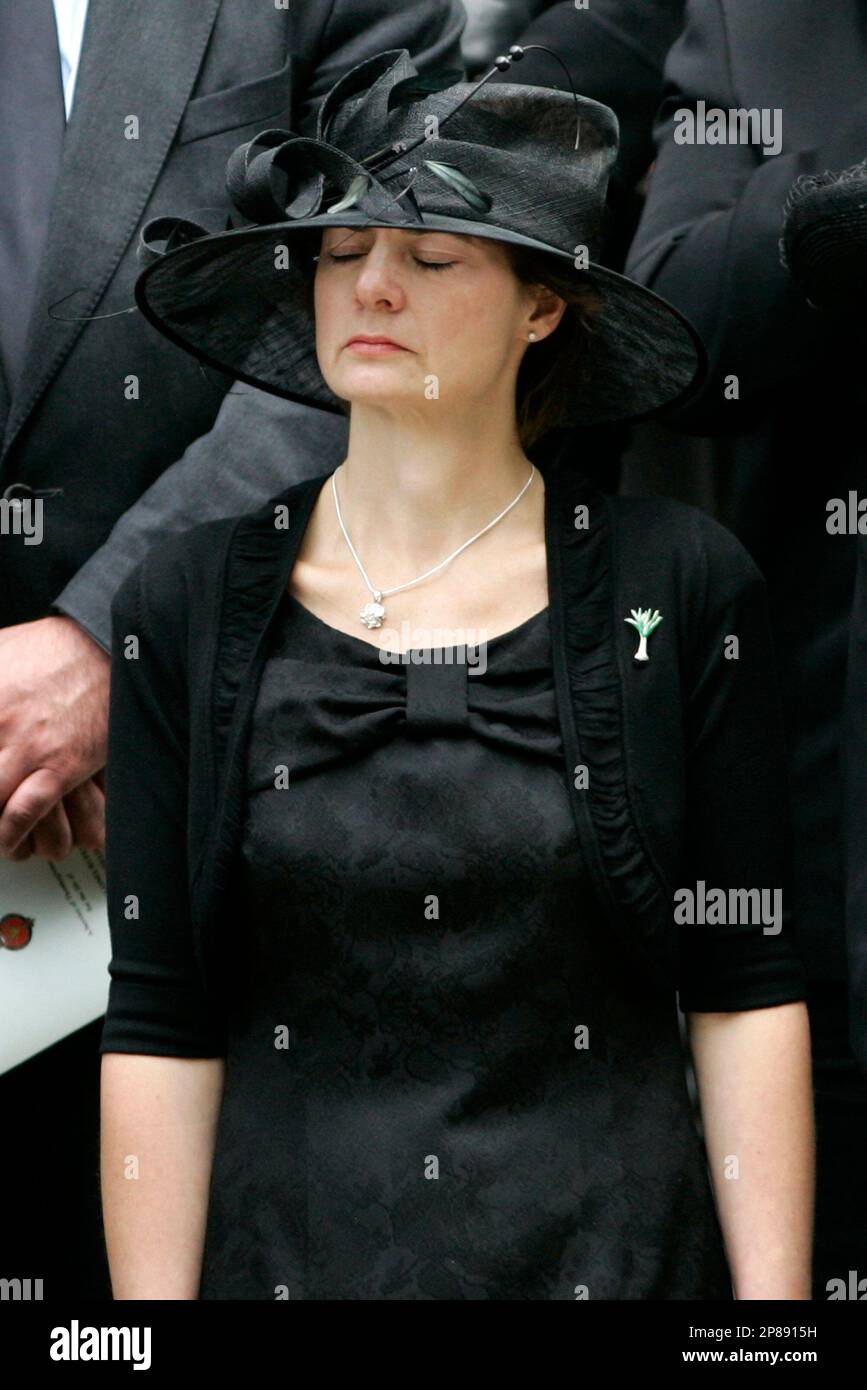 Sally Thorneloe, wife of Lieutenant-Colonel Rupert Thorneloe, reacts as ...