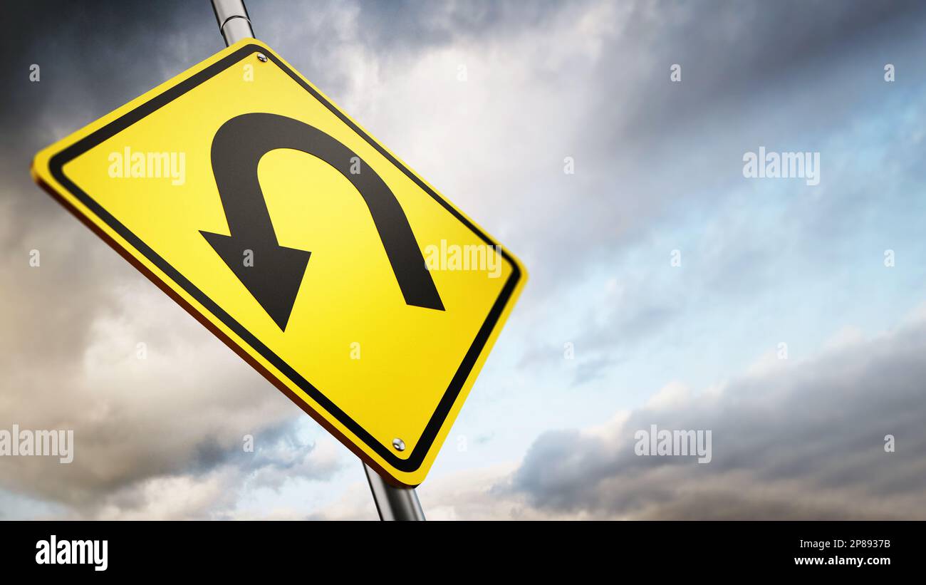 U turn warning hi-res stock photography and images - Alamy