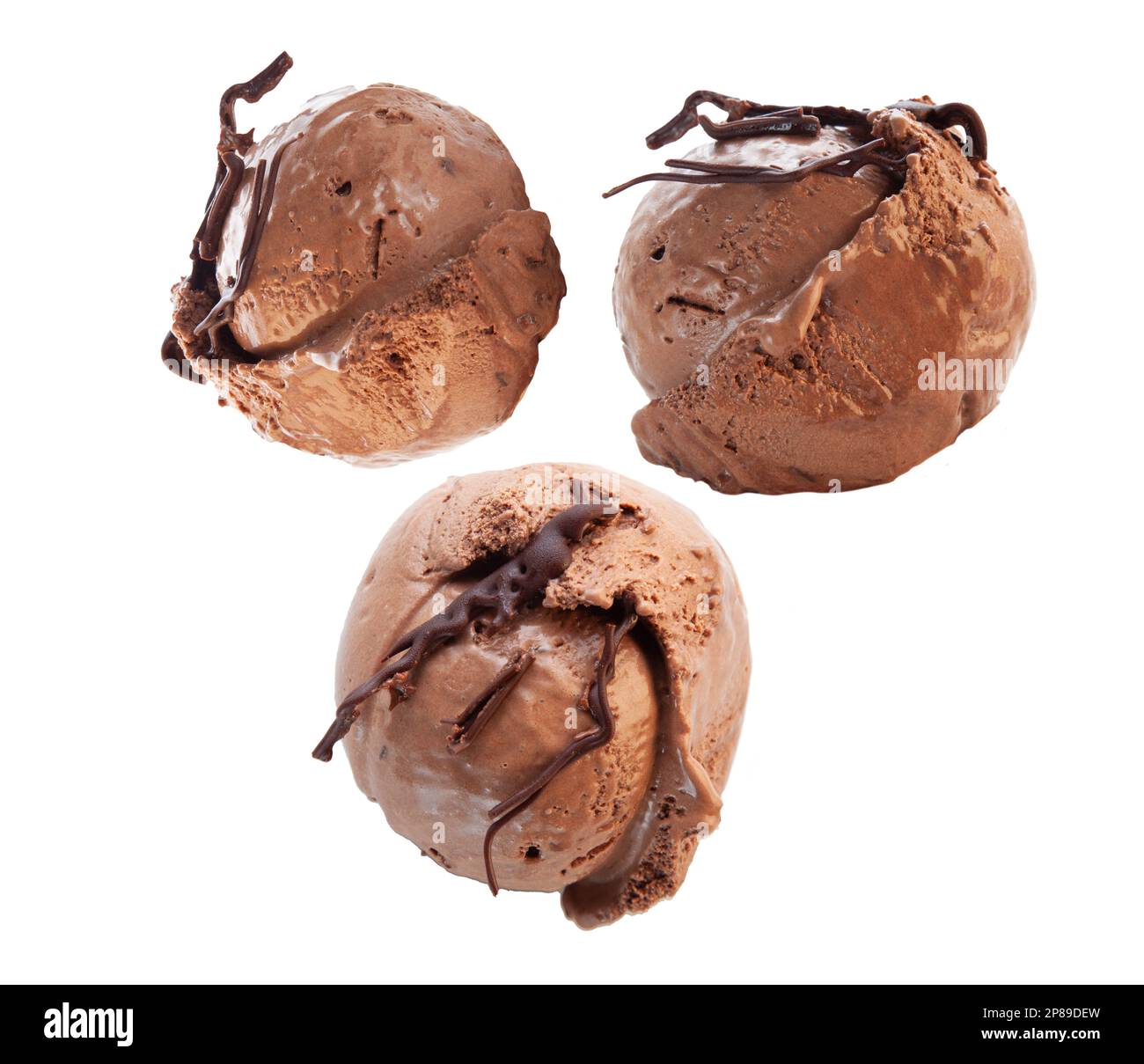 All angles Belgian chocolate gelato ice cream scoop with chocolate ...