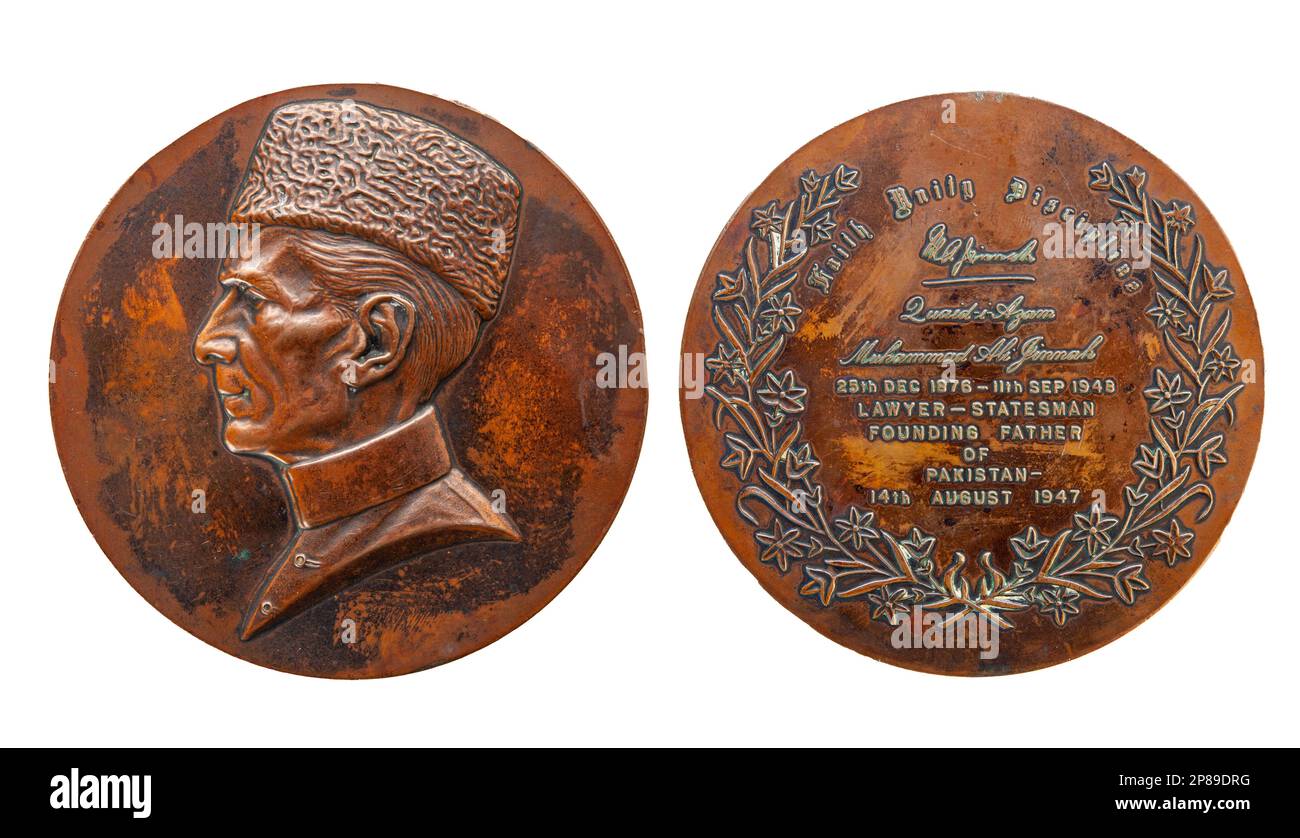 Muhammad Ali Jinnah founder of Islamic republic of Pakistan. Medallion ...