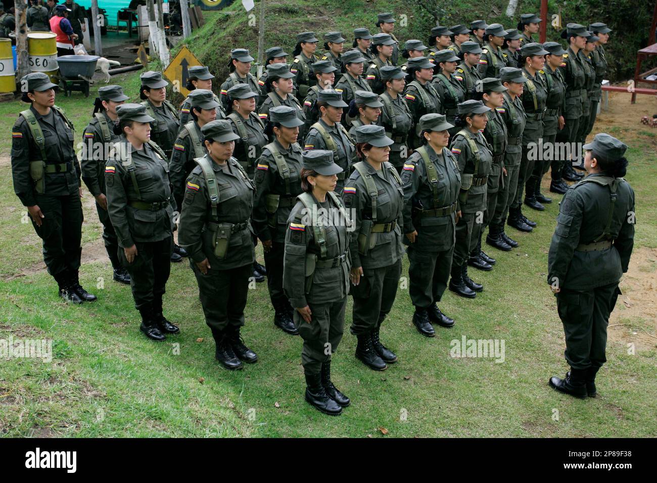Female police officers stand in formation during a training at a police ...