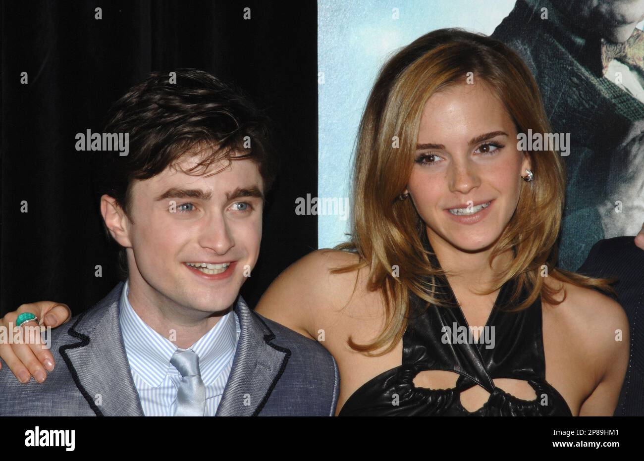 Actors Daniel Radcliffe and Emma Watson attend the premiere of "Harry ...
