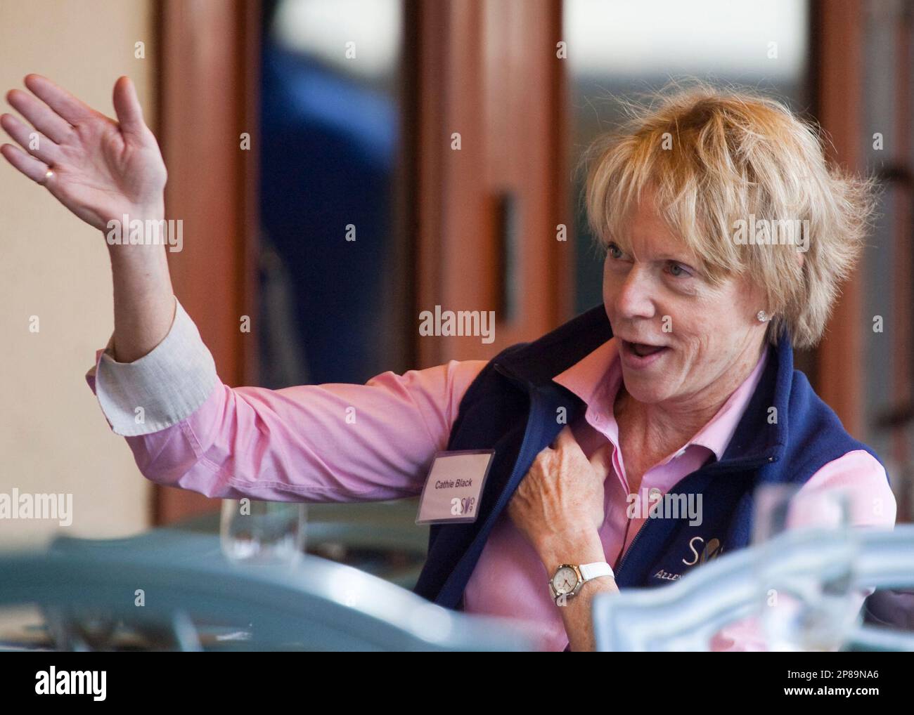 Cathie Black, President of Hearst Magazines, gestures during lunch at ...