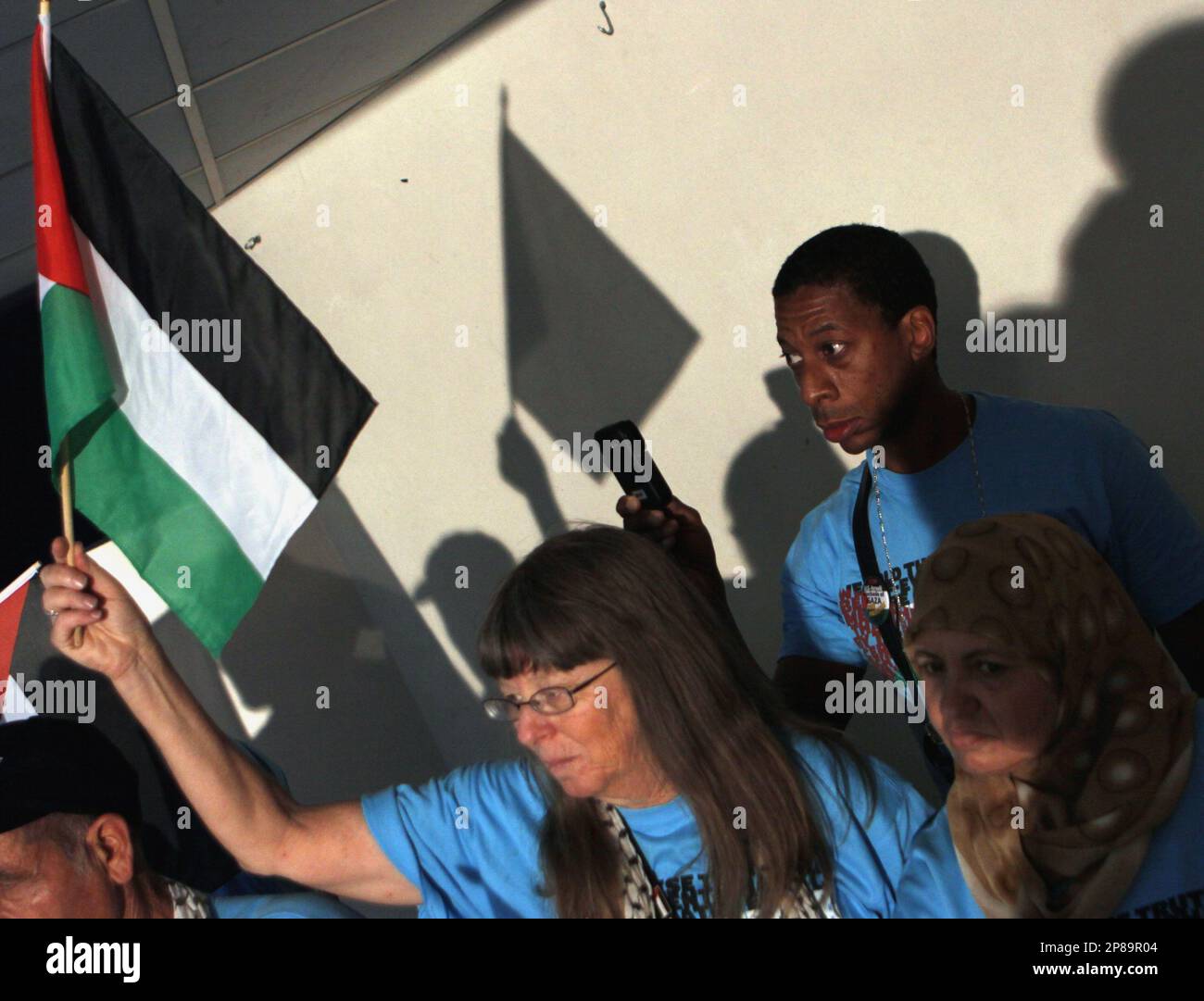U.S. activists, part of a charity group called "Viva Palestina" that ...