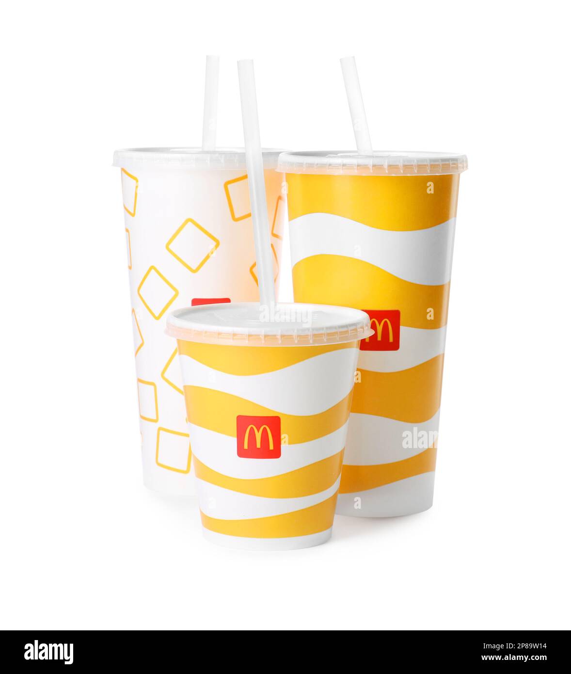 MYKOLAIV, UKRAINE - AUGUST 11, 2021: Cold McDonald's drinks isolated on ...