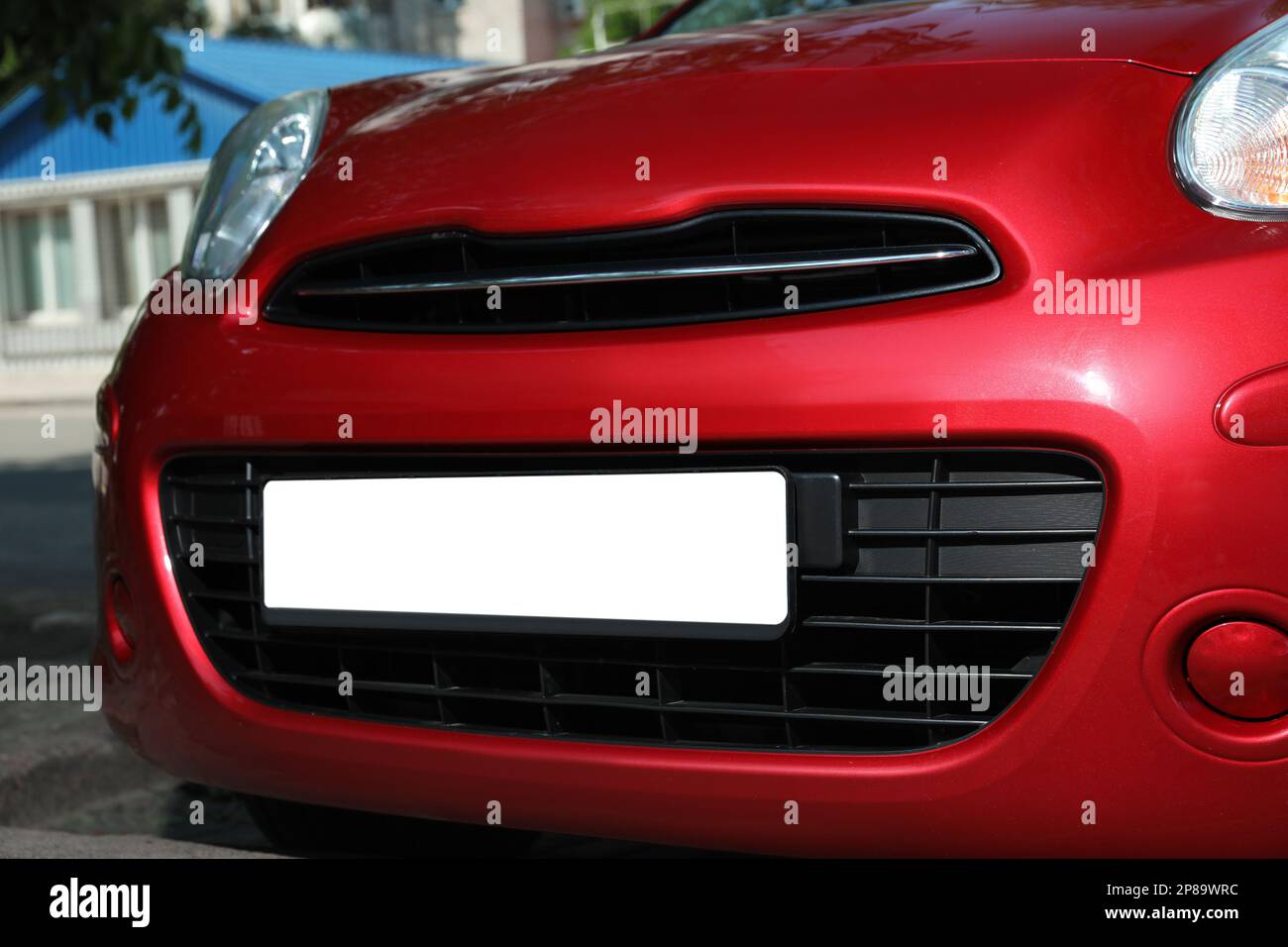 Car with vehicle registration plate outdoors, closeup Stock Photo - Alamy