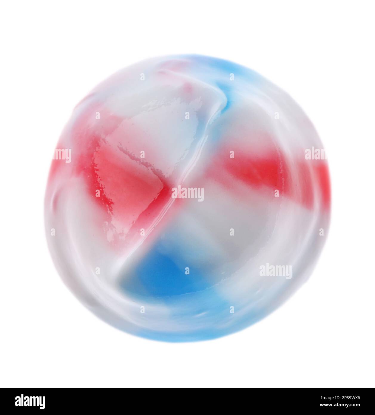 Smear of colorful toothpaste isolated on white, top view Stock Photo ...