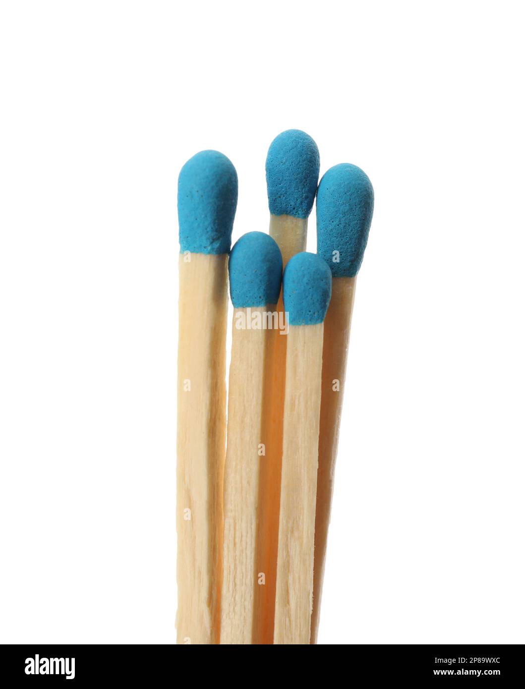 Matches with light blue heads on white background Stock Photo - Alamy